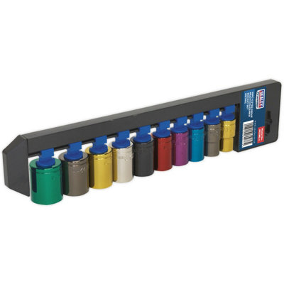 10-Piece Multi-Color Socket Set - 1/2-Inch Metric Drive for Enhanced Torque