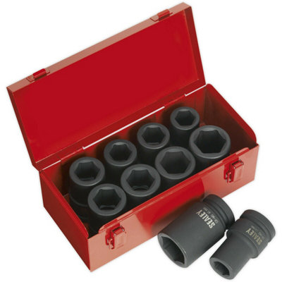 10 Piece PREMIUM Impact Socket Set - 1" Sq Drive - Deep Sockets - High ...