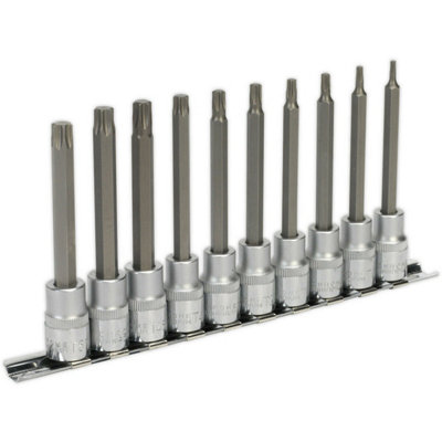 10-Piece TRX Star Socket Bit Set for 3/8-Inch Drive - T10 to T50 with ...
