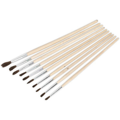 10 Piece Wooden Handled Touch-Up Paint Brush Set for DIY and ...