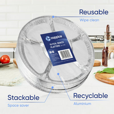 10 Pk Coppice Aluminium Foil 34cm Snack Platters for Parties, Buffets ...