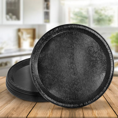 10 Pk Coppice Black Round Aluminium Foil Platters for Parties, Buffets ...