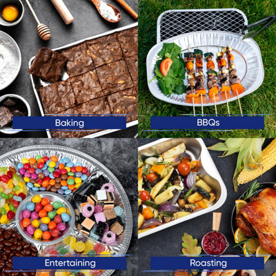 10 Pk Coppice Strong Gold & Black Aluminium Foil Trays for Baking, BBQ ...