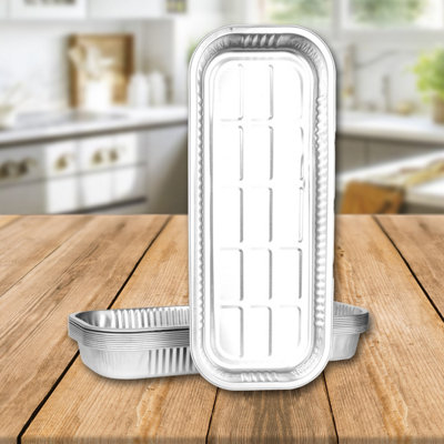 10 Pk Coppice Strong Long Aluminium Foil Tray for BBQ Ribs & Fish 38 x ...