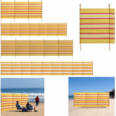10 Pole Extra Tall Colorful Wind Break for Camping Holiday Pole Wooden ...