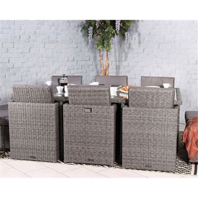 10 Seater Cube Set - 195cm x 125cm Square Table With Parasol, 6 Cube ...