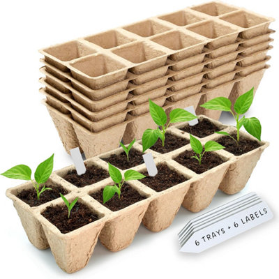 10 Seed Trays x 6 Pack (60 Cells) - Biodegradable Plant Germination ...