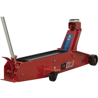 10 Tonne Heavy Duty Long Reach Trolley Jack - 600mm Max Height in Red ...