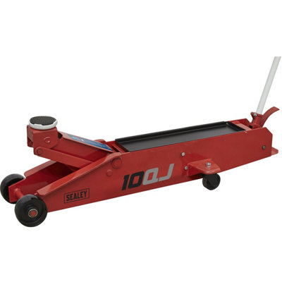 10 Tonne Heavy Duty Long Reach Trolley Jack - 600mm Max Height in Red ...