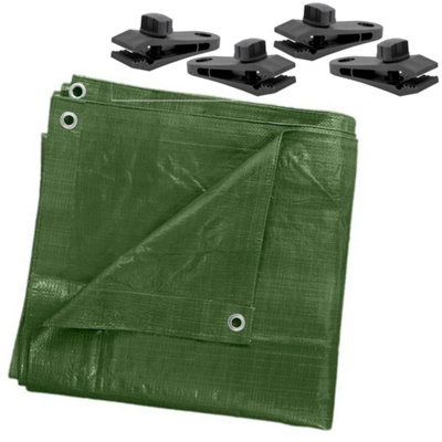 10 x 10 m Green Tarpaulin Waterproof Heavy Duty Cover Ground Sheet ...