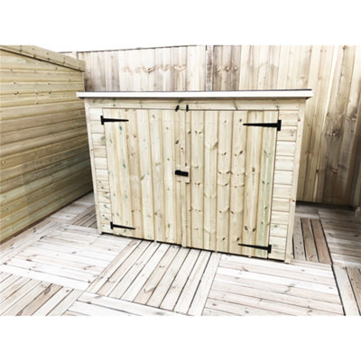10 x 3 Pressure Treated T&G Wooden Garden Bike Store + Double Doors(10 ...