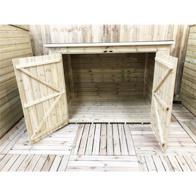 10 x 3 Pressure Treated T&G Wooden Garden Bike Store + Double Doors(10 ...