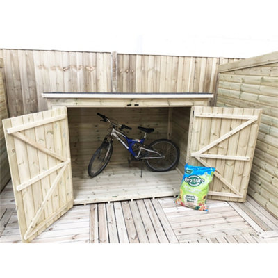 10 x 3 Pressure Treated T&G Wooden Garden Bike Store + Double Doors(10 ...