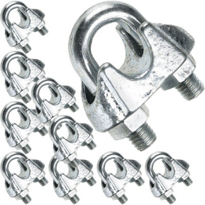 10 x 3mm Galvanised Steel Grip Clamp Clips Wire Rope Lashing Cable U ...