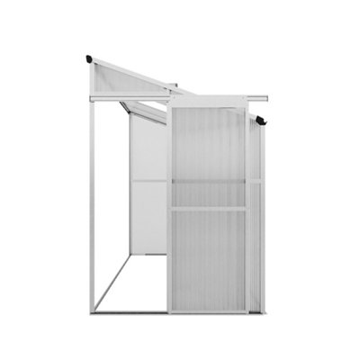 10 x 4 ft Lean To Polycarbonate Greenhouse with Sliding Door and Window