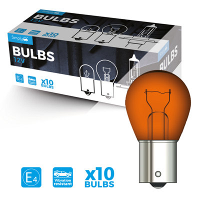 10 x 581 12V PY21W Amber Bayonet Indicator Car Bulbs BAU15S Set Pins