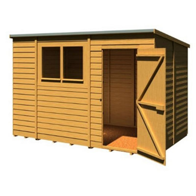 10 x 6 (3.04m x 1.82m) - Overlap Pent Wooden Garden Shed - Single Door ...