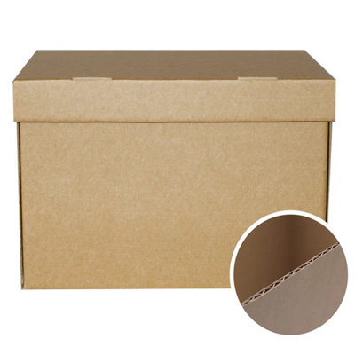 10 X ARCHIVE CARDBOARD FILING STORAGE BOXES 15X12X9" WITH HINGED LIDS