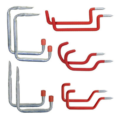 10 x Assorted Vinyl Coated Storage Hook Set, Ladders Bikes Tools ...