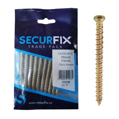 10 x Concrete Frame Screws 75 x 100mm Window Fixings for Masonry Stone ...