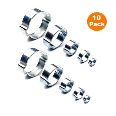 10 x Double Ear O Clips Fuel Clamps, Water Coolant Pipes Air Hydraulic ...