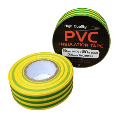 10 x Electrical Yellow/Green Earth PVC Insulation Tape 19mm x 20m Flame ...