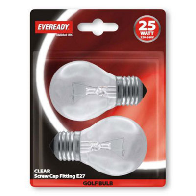 10 x Eveready 25W ES OPAL Golf Light Bulbs E27