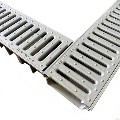 10 x Grey Ultra Low Profile Shallow Flow Drain Plastic Grating 50mm ...