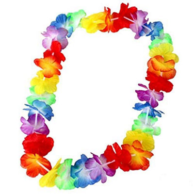 10 X HAWAIIAN FANCY DRESS LEI NECKLACE 60 FLOWERS