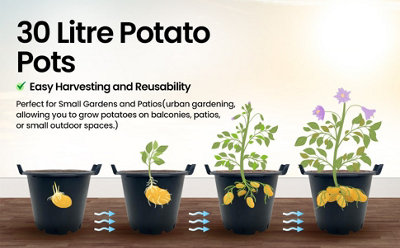 10 x Heavy Duty 30L Large Garden Plant Pots Potato Containers Buckets ...