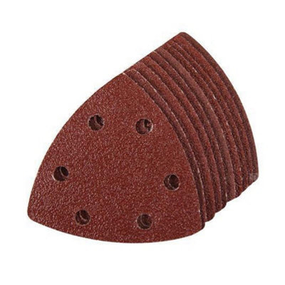 10 x Hook and Loop 93mm Detail Sanding Sheets 60 Grit Triangle ...