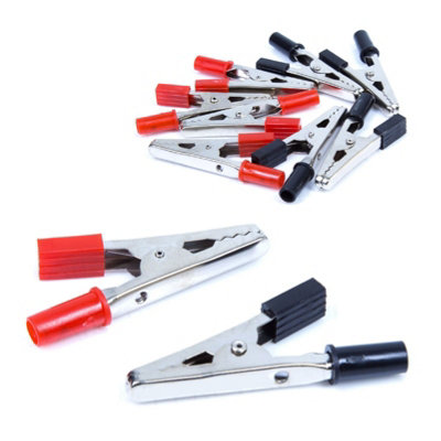 10 x Insulated Crocodile Clips Electrical Battery Connectors 5 Amp ...