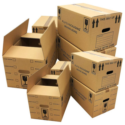 10 x Large Printed 18x12x10" House Moving Storage Boxes With Built In ...
