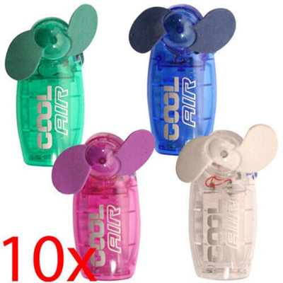10 X Mini Portable Pocket Fan Cool Air Hand Held Battery Travel Blower ...