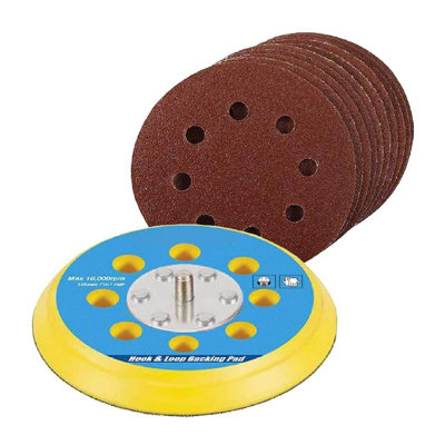 10 x Mixed Grit 150mm Sanding Discs & Backing Pad for Angle Grinders 5/ ...