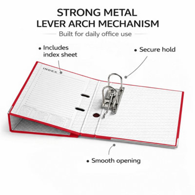 10 x Red Lever Arch File A4 Ring Binder Folder Files Office Document ...