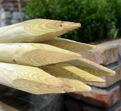 10 x Round Wooden Fence Posts Stakes HC4 Pressure Treated 1.8m tall x ...