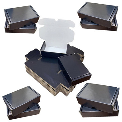 10 x Shiny Black ( 7" x 5.5" x 2") Coloured Cardboard Postal Shipping ...