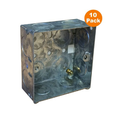 10 x Single Metal Back Box 35mm Flush Wall Pattress / 1 Gang Electrical ...