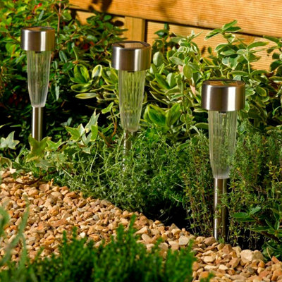 10 x Solar Powered Fluted Marker Lights - Outdoor Garden LED Stake ...