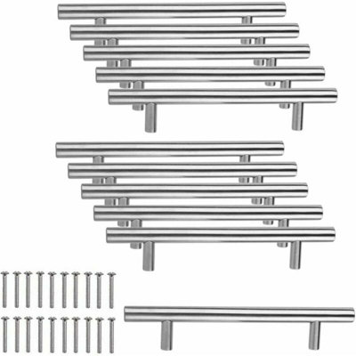 10 X Stainless Steel Kitchen Cabinet Handles 96mm Hole Spacing, Brushed ...