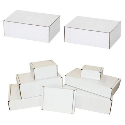 10 x White 10x7x3" Strong Single Wall Die Cut Packing Shipping Boxes