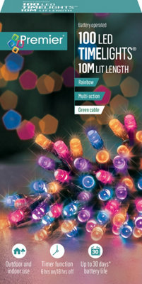 100 Battery Operated LED Timelights Rainbow Multi-action | DIY at B&Q