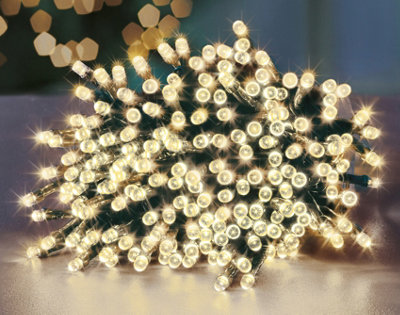 100 Battery Operated LED Timelights Warm White Multi-action | DIY at B&Q