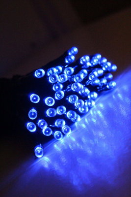 100 Blue LED Outdoor Waterproof Battery 8 Multi-Function String Lights ...