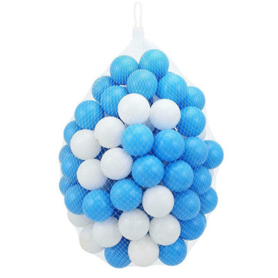100 Blue+White Soft Plastic Mini Play Balls - Ball Pit Balls - Smooth ...