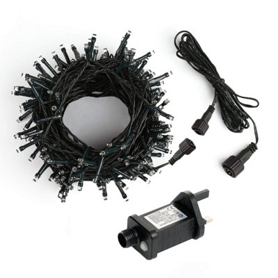 100 Bright White LED's Black Cable Connectable Outdoor Garden Party ...