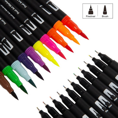 100 Colours Black Rod Dual Head Watercolour Marker Set