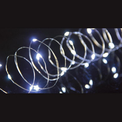 100 Cool White Micro LED OD Twinkle Lights/Silver Cable