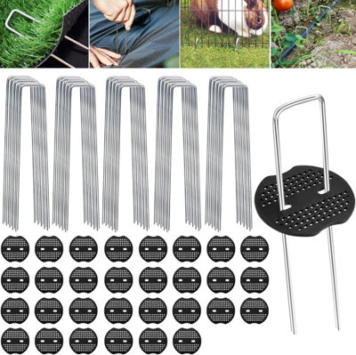 100 Galvanized Steel Garden Stakes + 30 Washers, 150mm Long, 30mm Wide ...